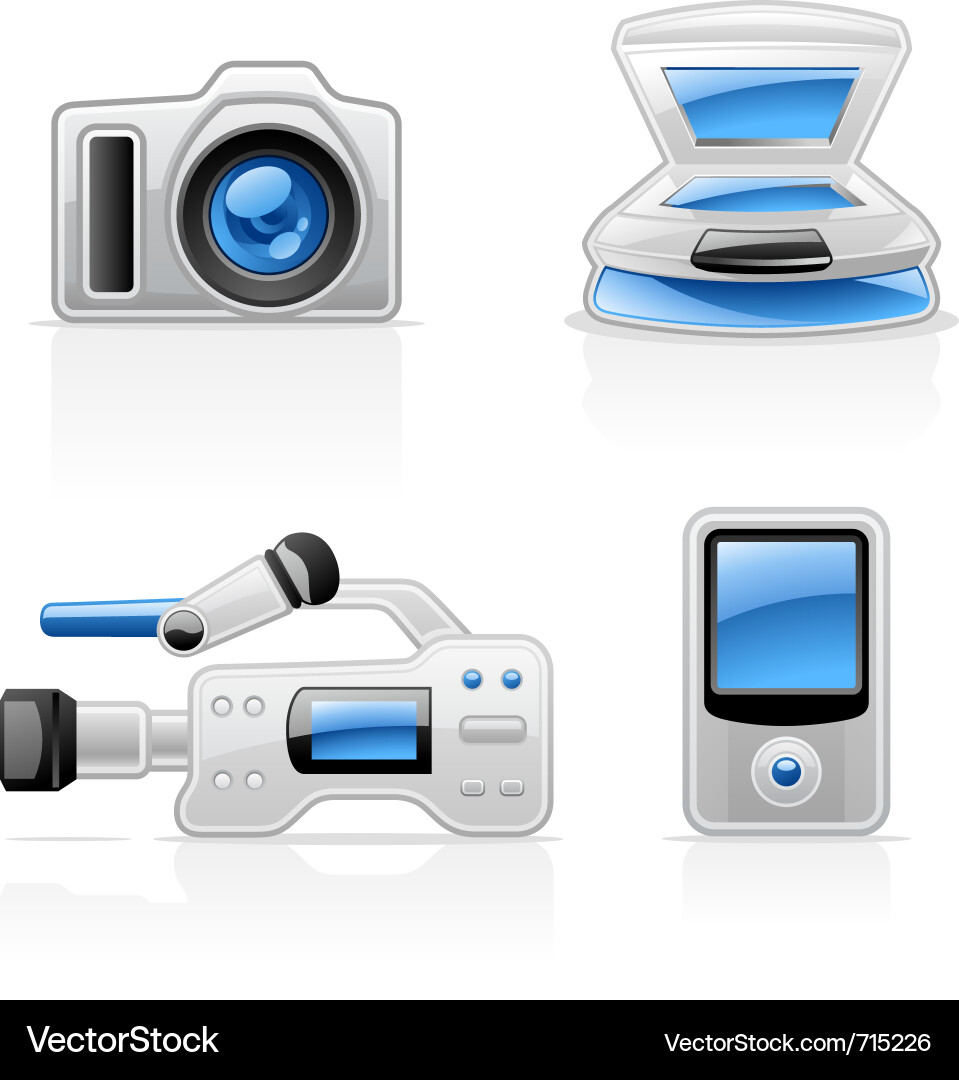 Media equipment icons Royalty Free Vector Image