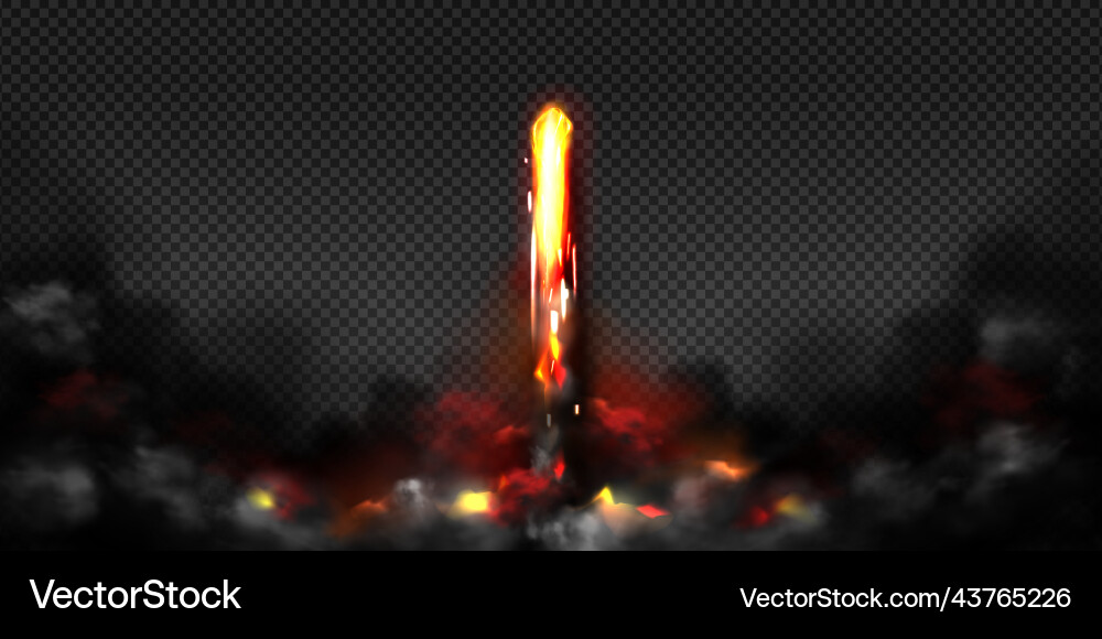 Missile effect rocket launch fire trail with smoke