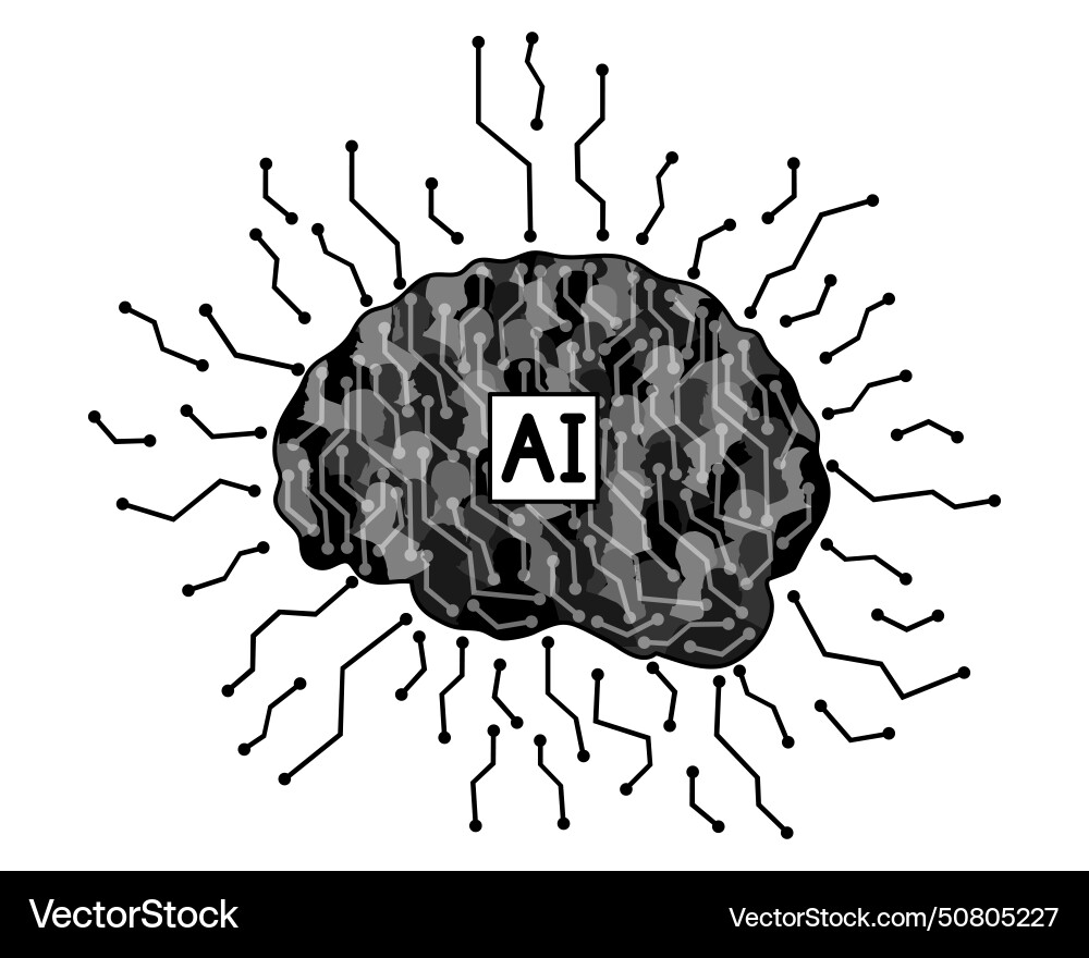 Artificial intelligence silhouette of brain Vector Image
