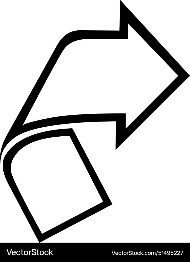 Black and white icon curve arrow right side Vector Image