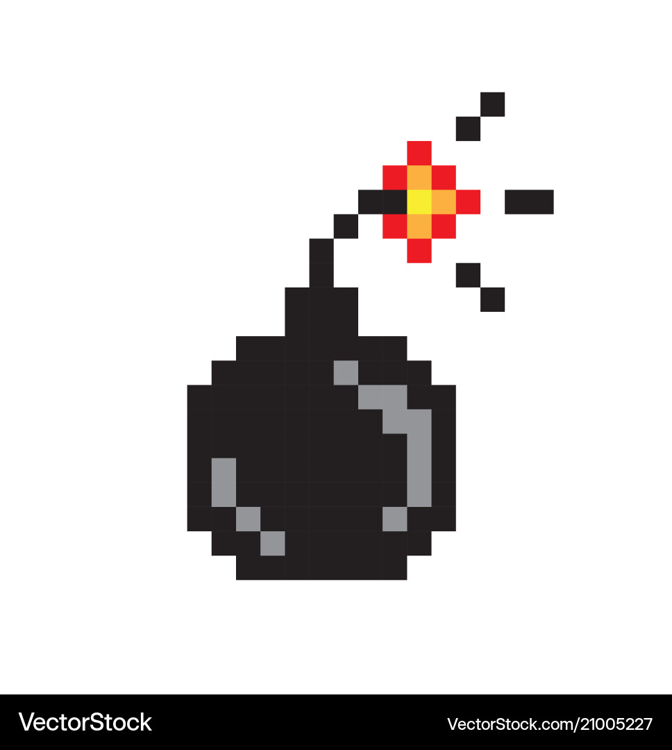 Black bomb pixel art colorful Royalty Free Vector Image