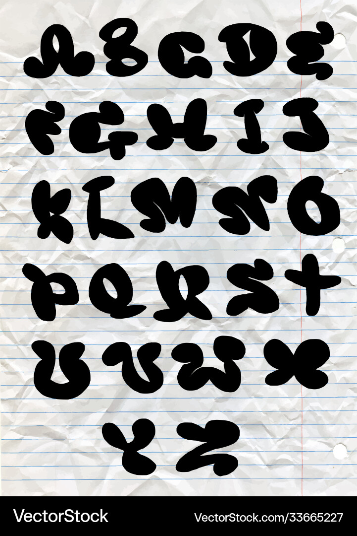 Cartoon graffiti comic doodle font alphabet Vector Image