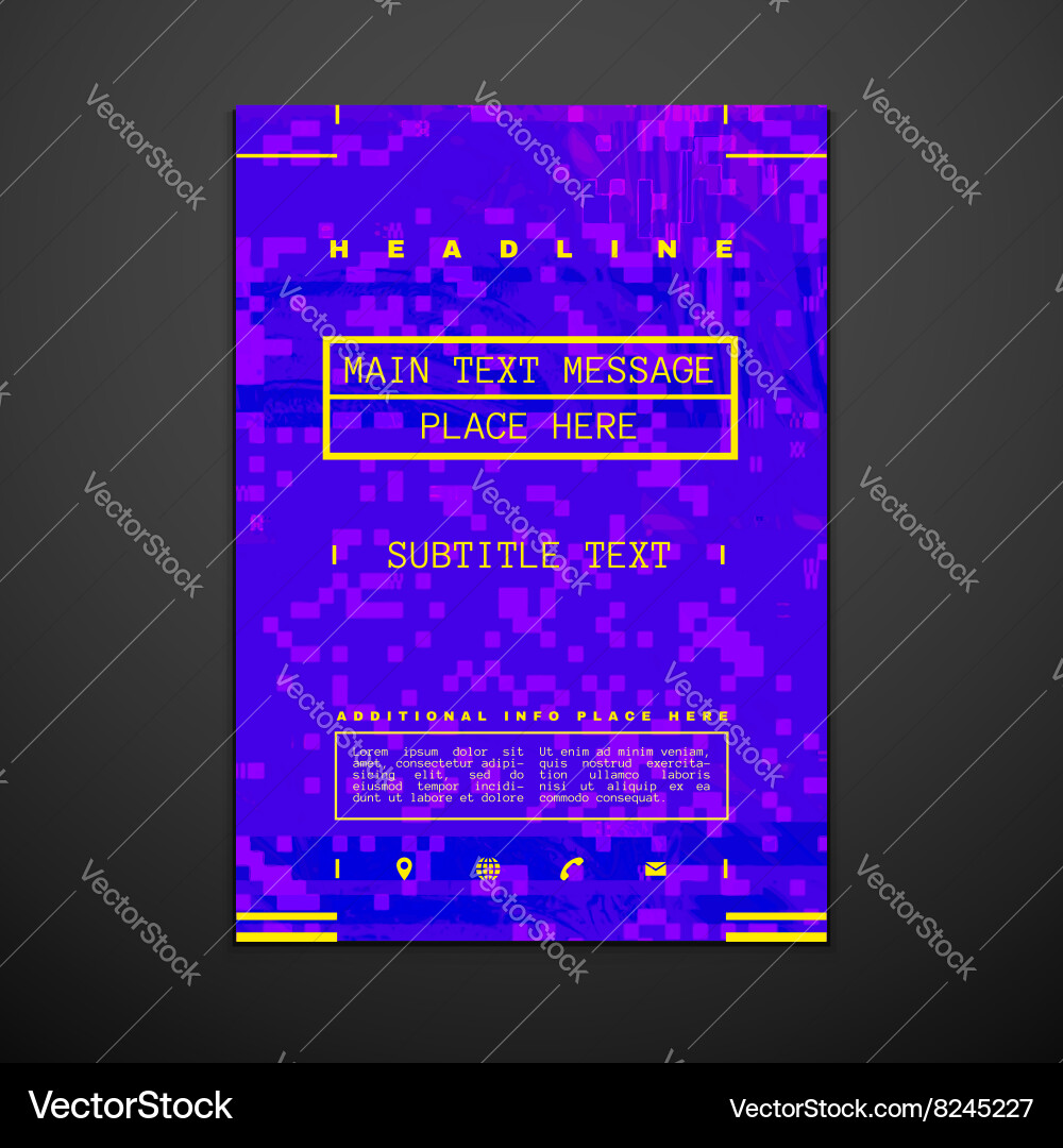 Colored glitch design backdrop poster layout Vector Image