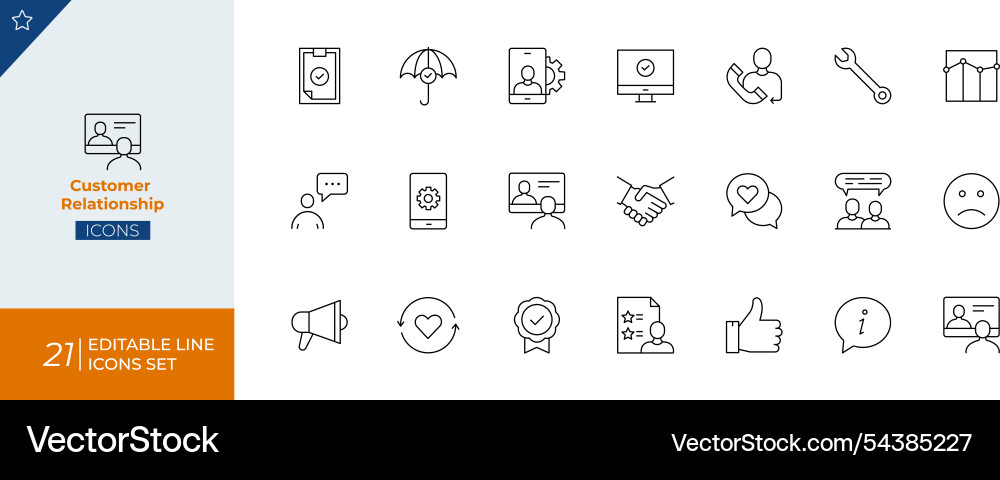 Customer relationship management line icons Vector Image