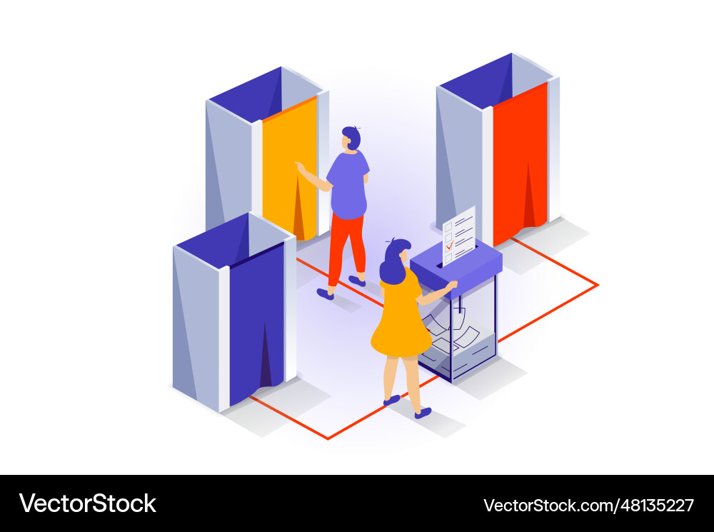 Election and voting concept in 3d isometric design