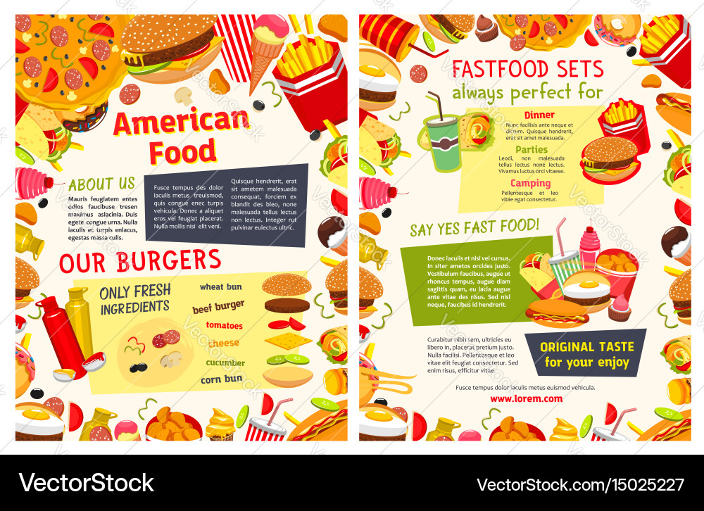 Fast Food Menu Template - Takeaway Royalty Free Vector Image