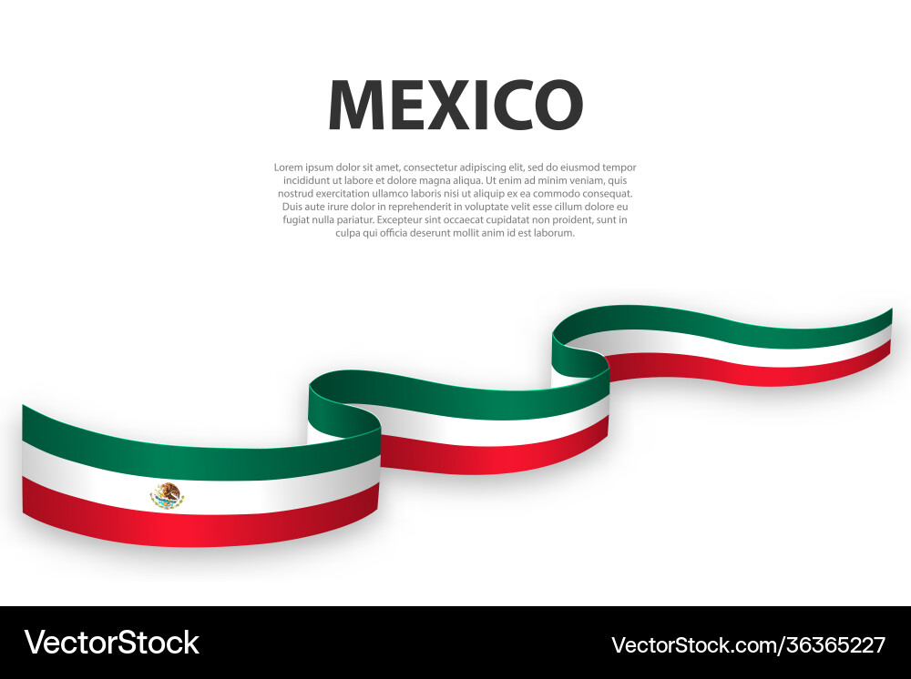Mexican Flag Ribbon Banner Royalty Free Vector Image