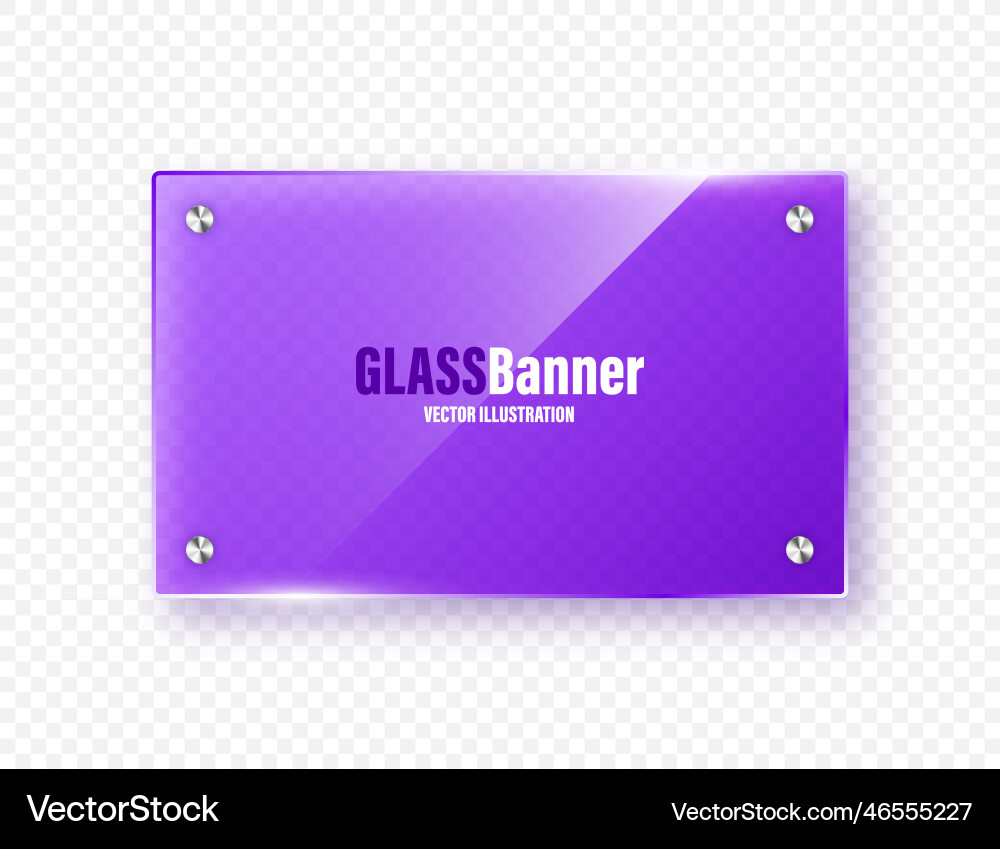 Realistic glass frame violet transparent Vector Image