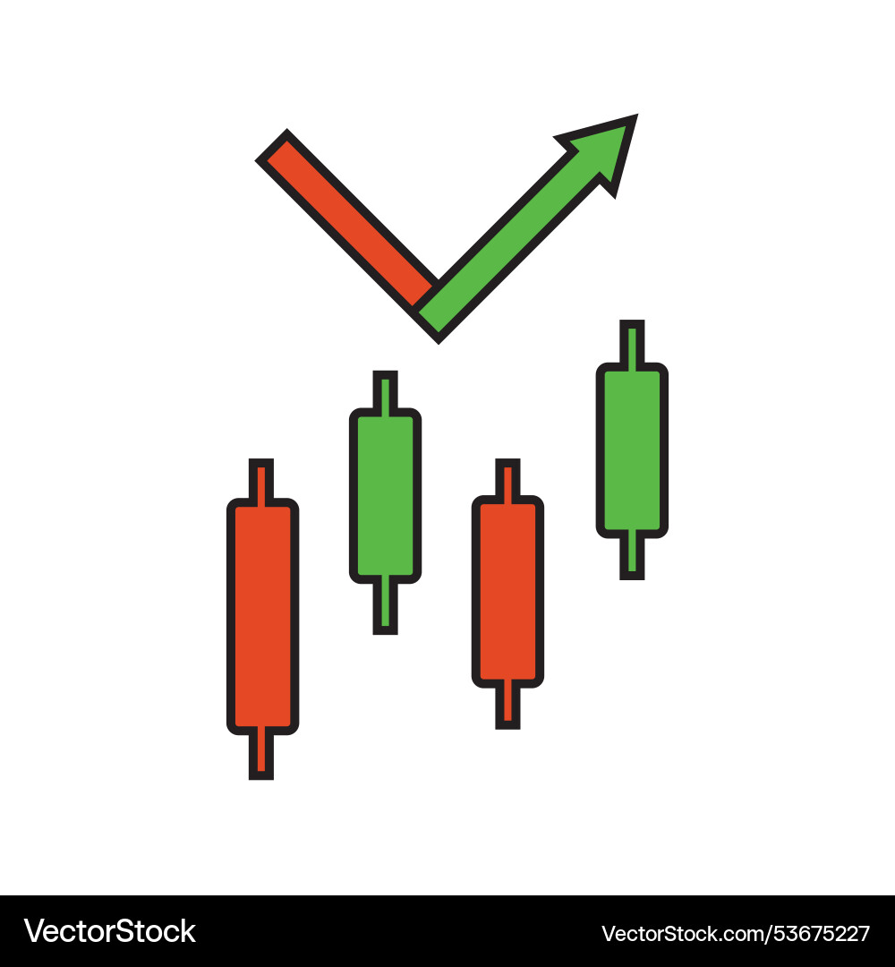 Rising arrow and candlestick icon Royalty Free Vector Image