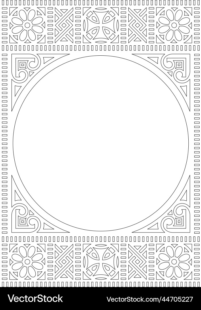 Round frame in rectangle byzantine pattern Vector Image