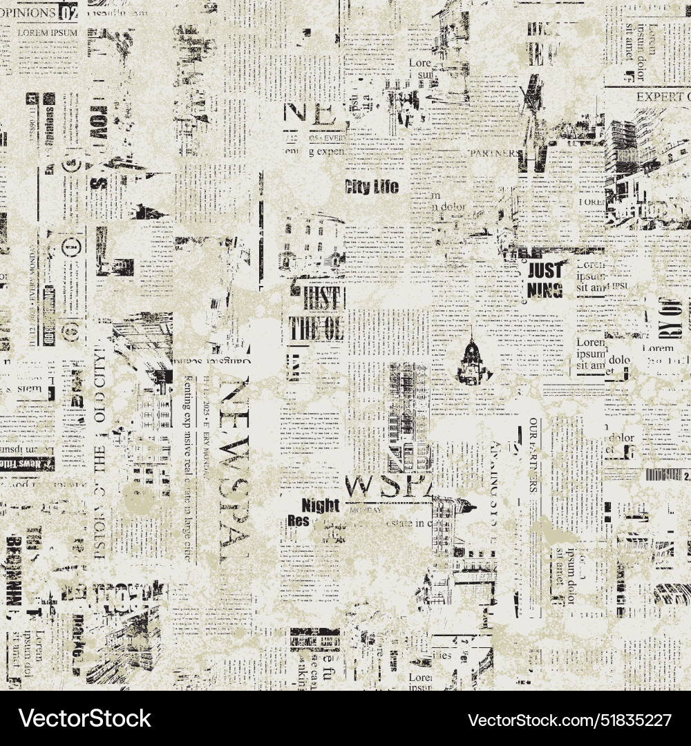 Seamless pattern with collage of newspaper Vector Image