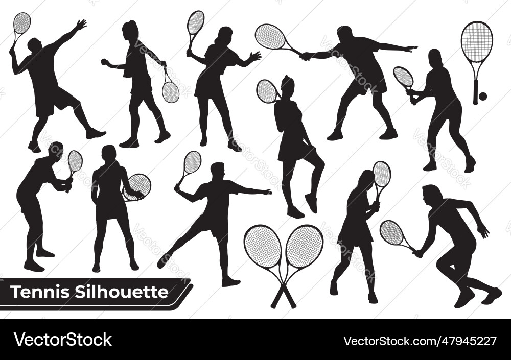 Tennis silhouette image Royalty Free Vector Image