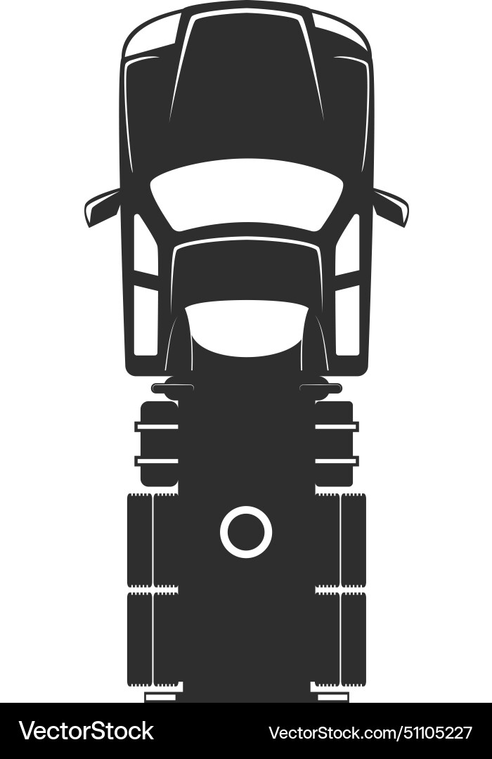 Trailer cargo truck top view black icon Royalty Free Vector