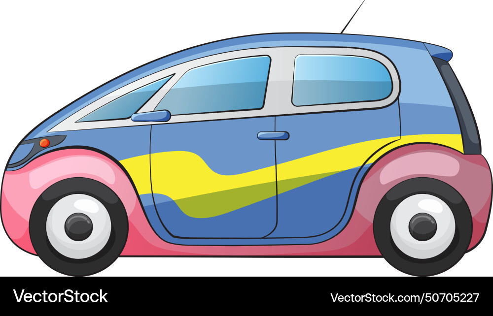 Vibrant graphic of a small modern car Royalty Free Vector