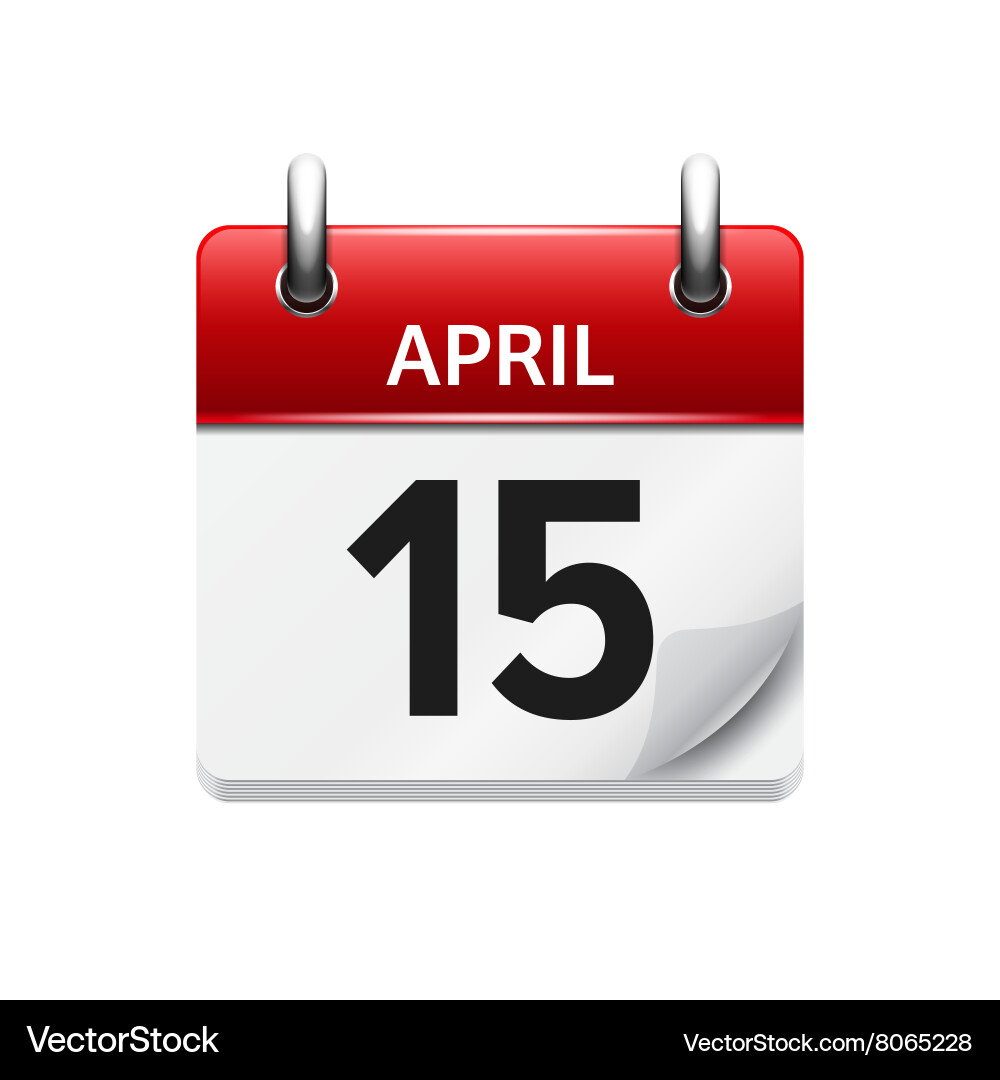 April 15 flat daily calendar icon date Royalty Free Vector