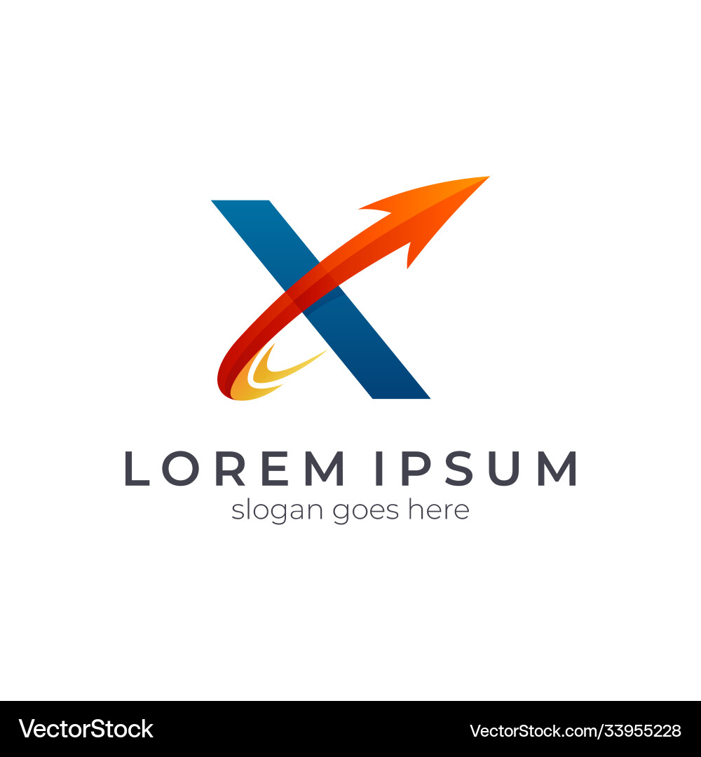 Arrow letter x logo template Royalty Free Vector Image