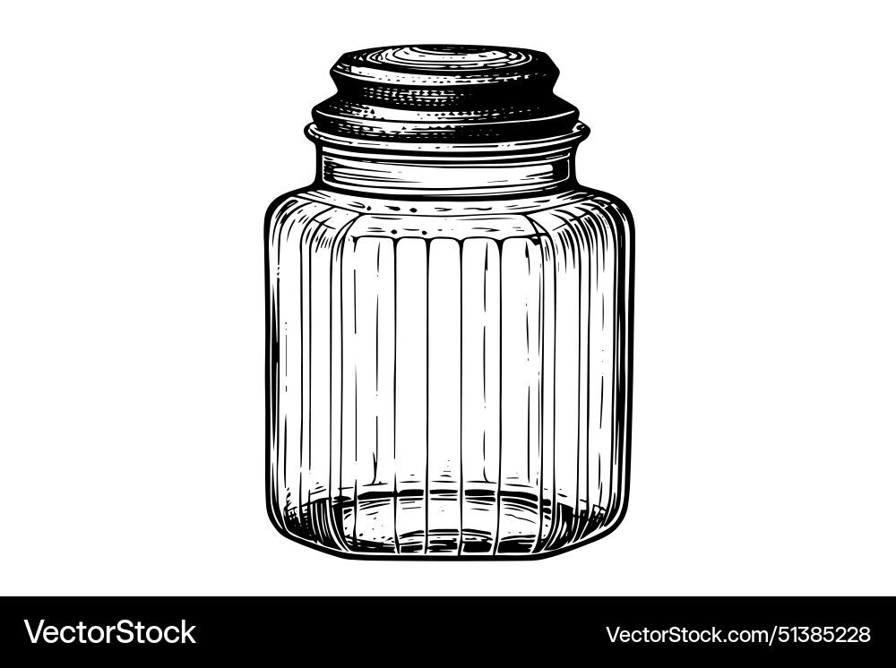 Empty jar hand drawn ink sketch engraved Vector Image