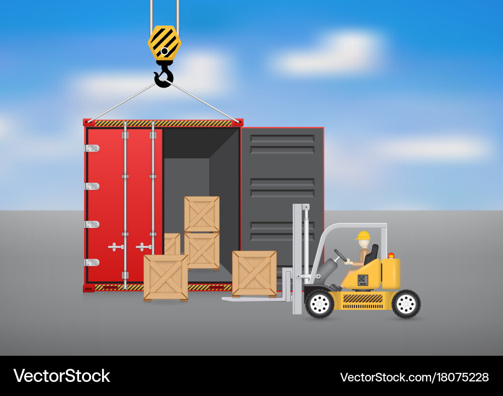 Forklift container Royalty Free Vector Image - VectorStock