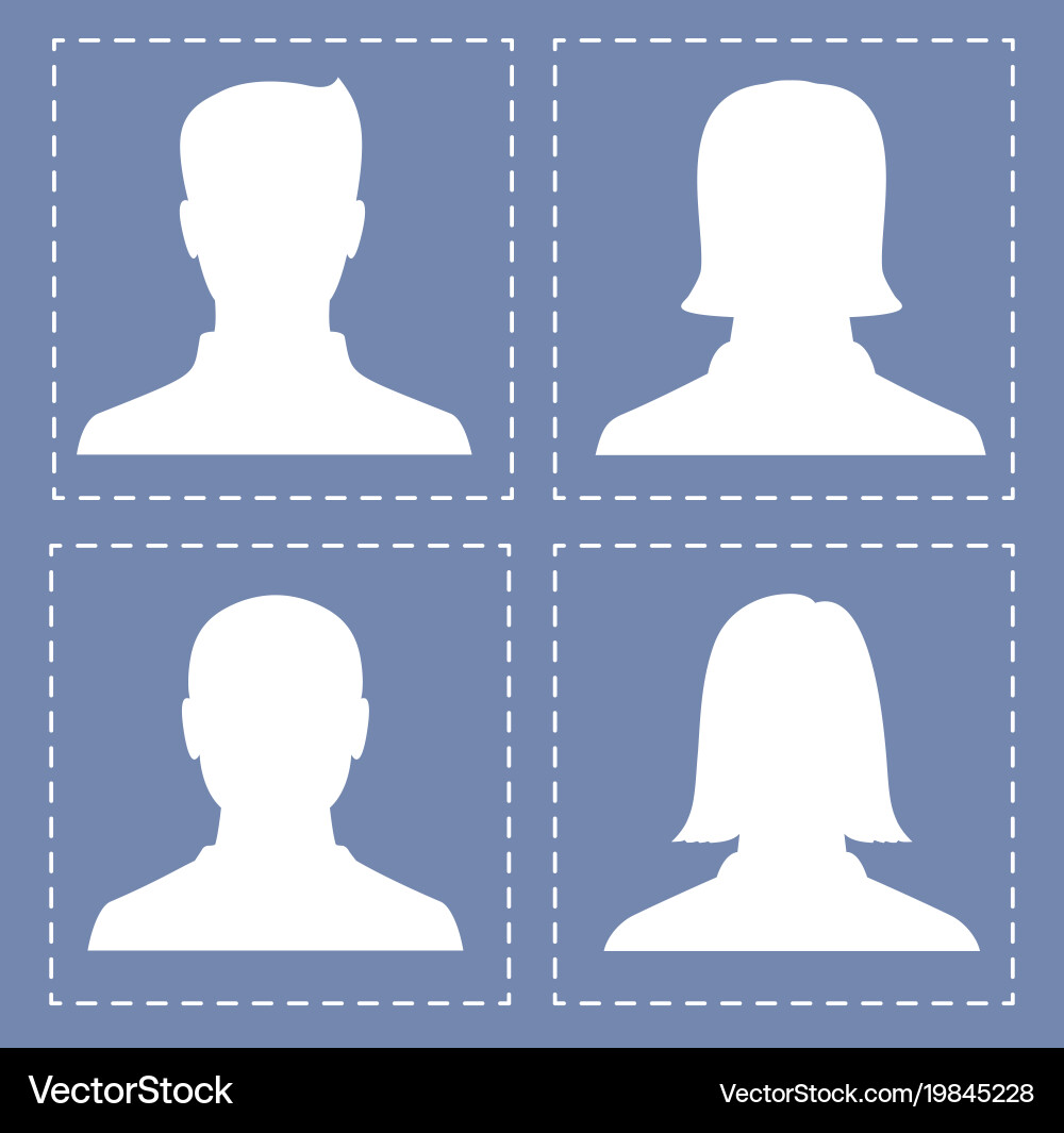 People profile silhouettes in white color Vector Image
