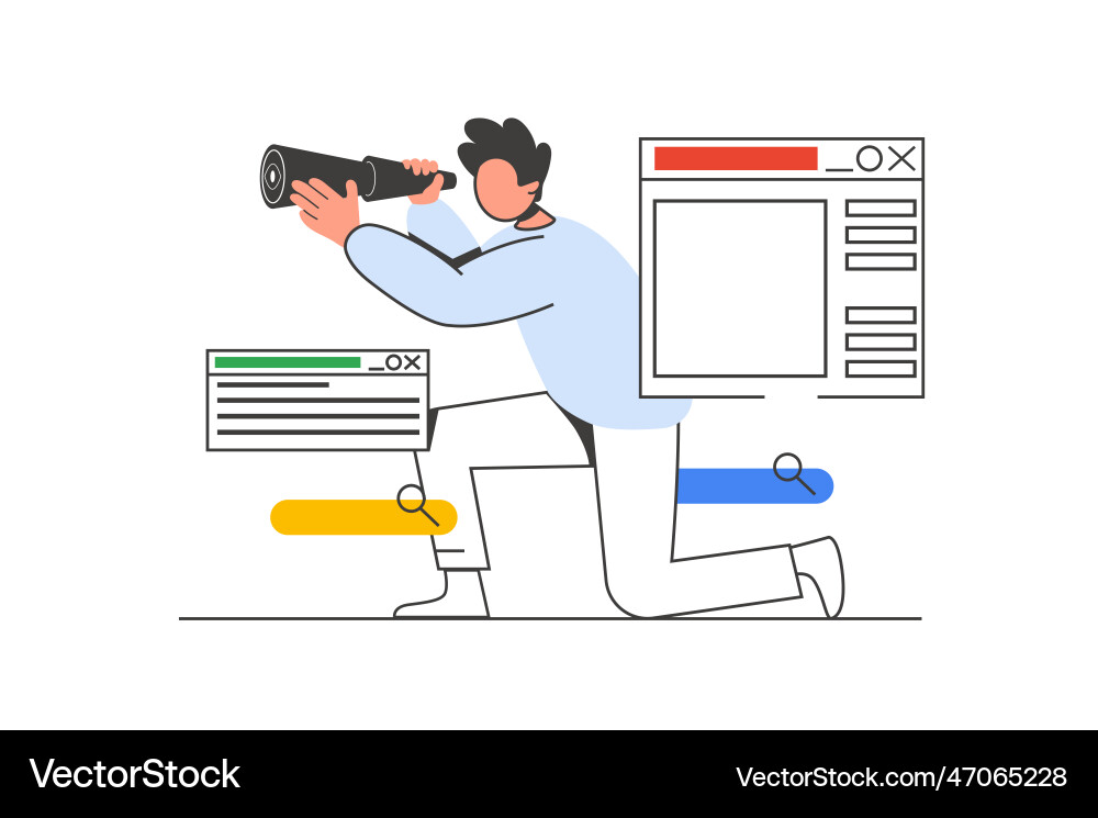 Searching opportunities outline web concept Vector Image