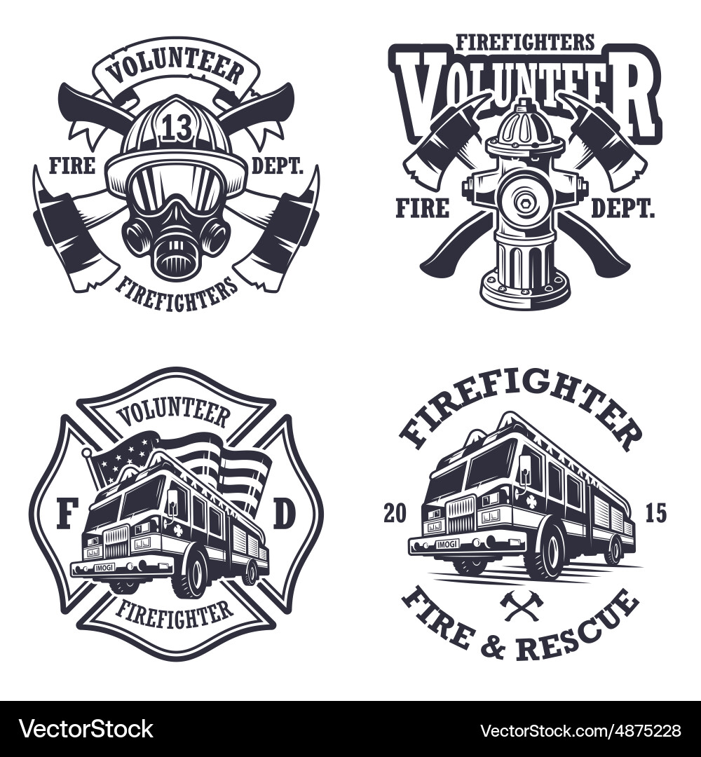 Set of firefighter emblems Royalty Free Vector Image