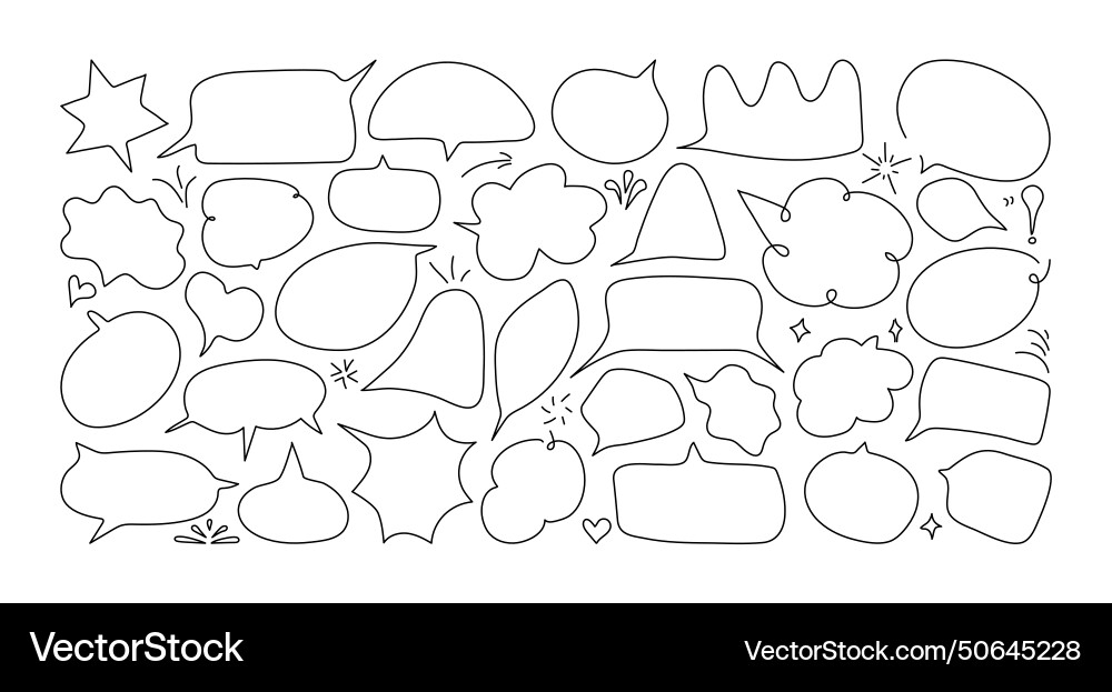 Sketch speech and emphasis shape set hand drawn Vector Image
