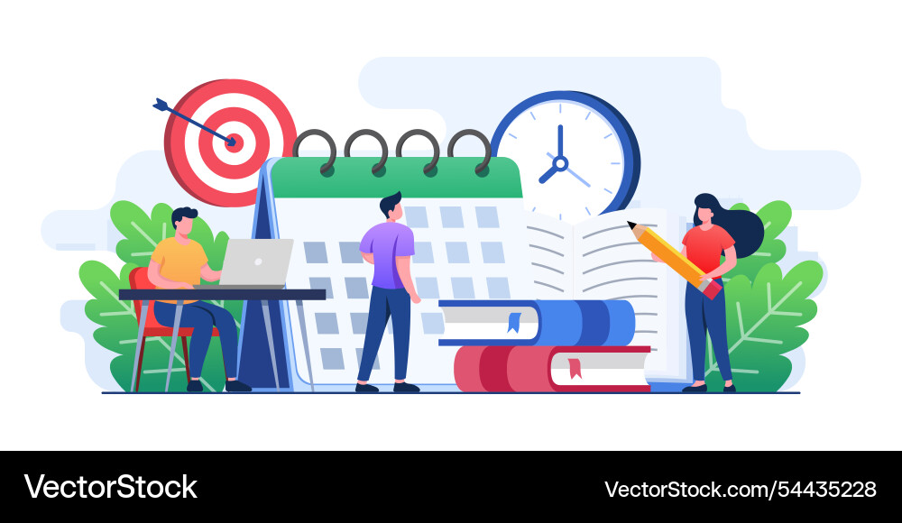 Students prepare for exams flat concept student Vector Image