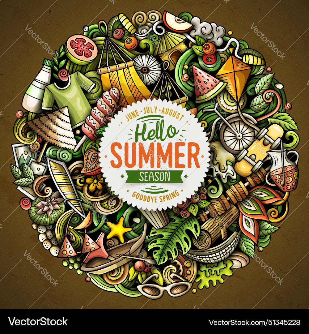 Summer cartoon doodles Royalty Free Vector Image