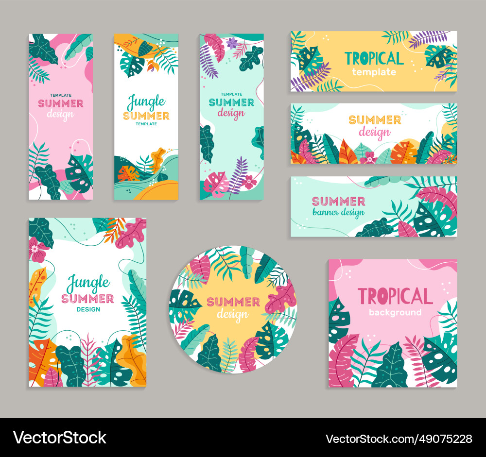 Tropical banner template nature inspired frame Vector Image