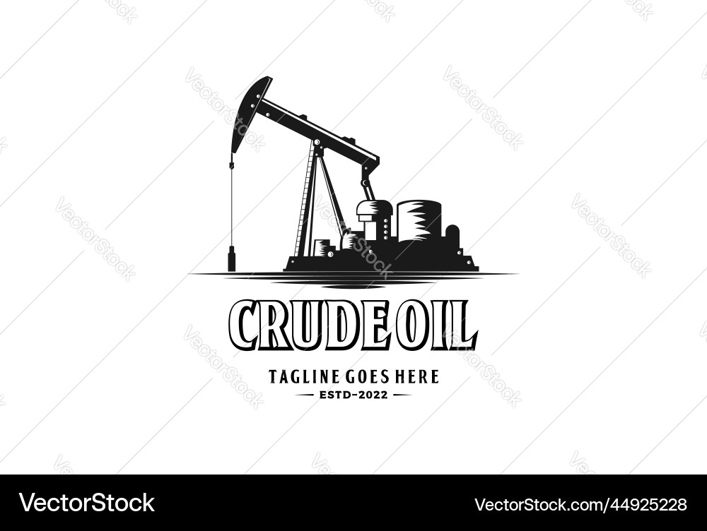 Vintage retro crude oil mining pump machine Vector Image