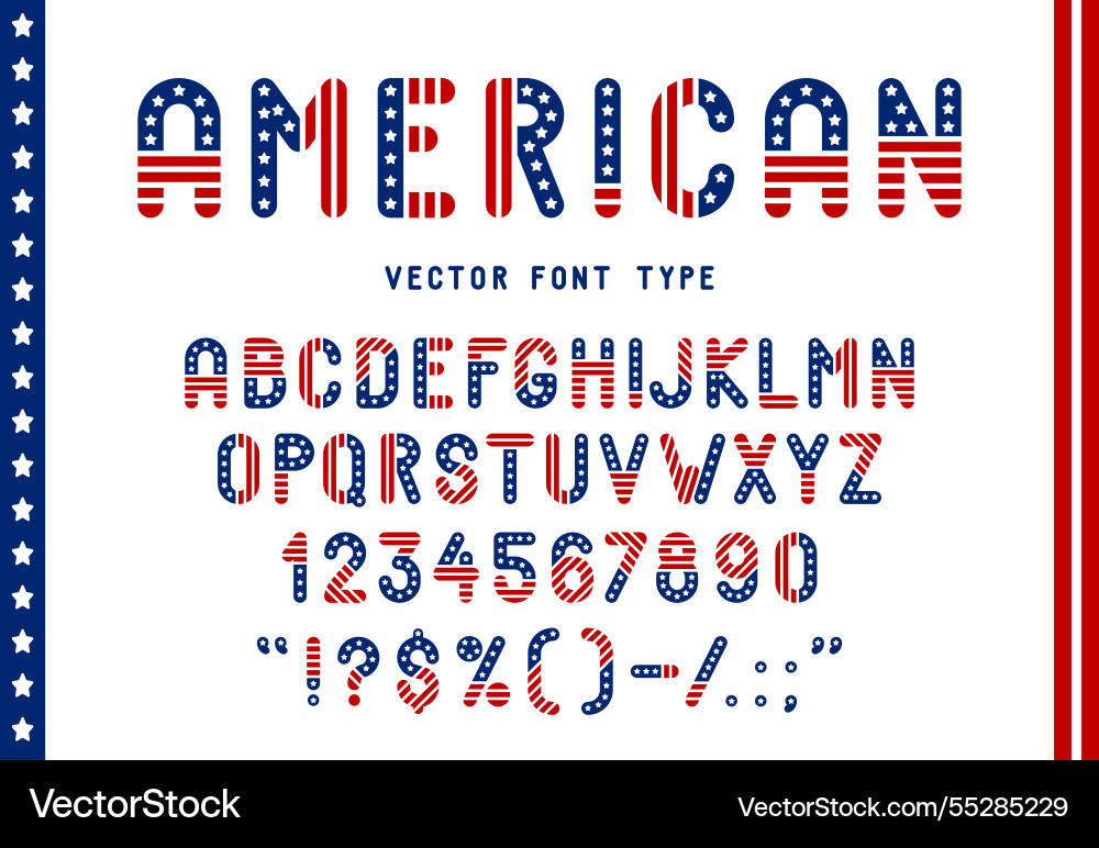 American Flag Font - Patriotic Typeface Lizenzfreier Vektor