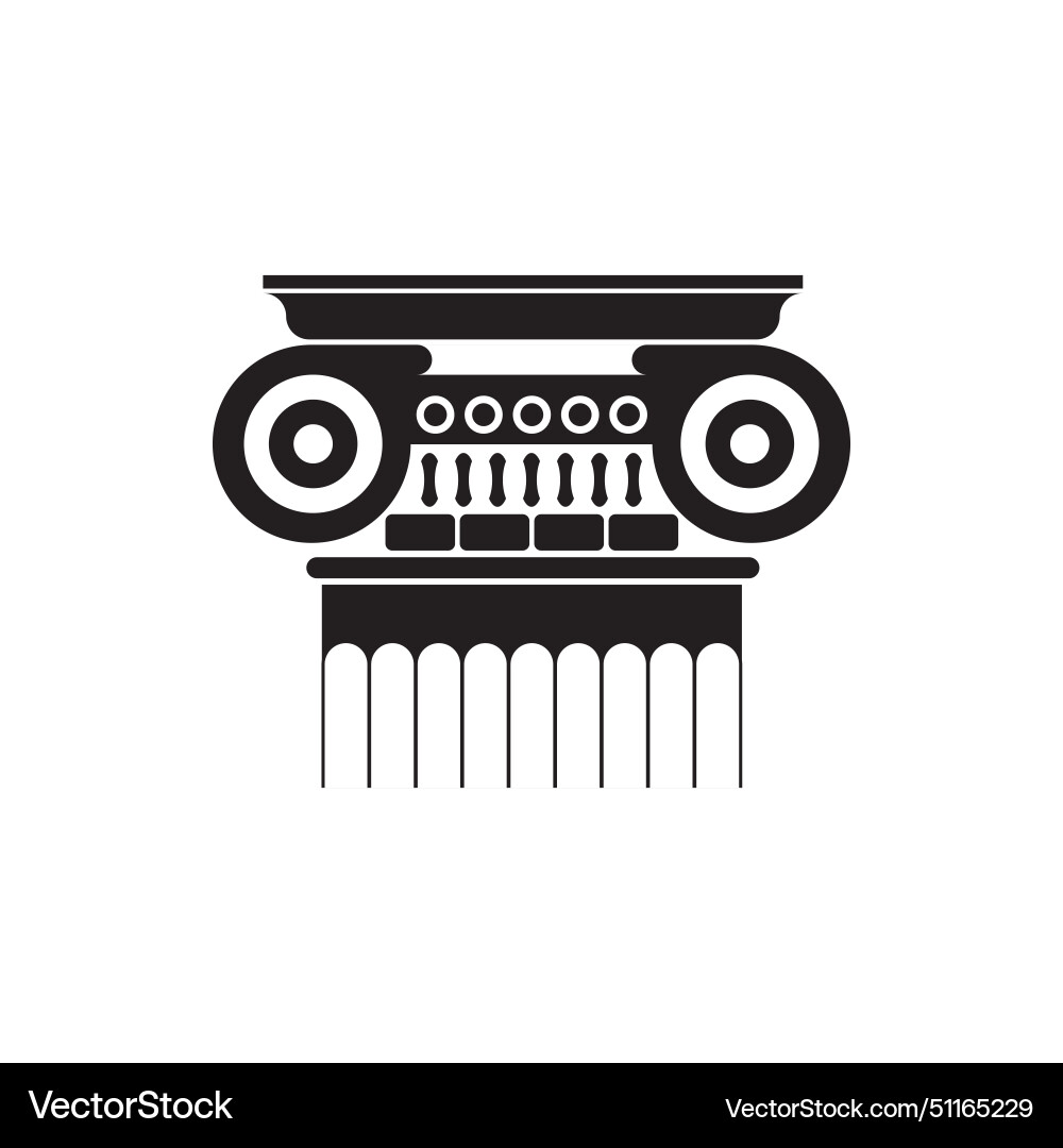 Classic column capital black line icon ionic Vector Image