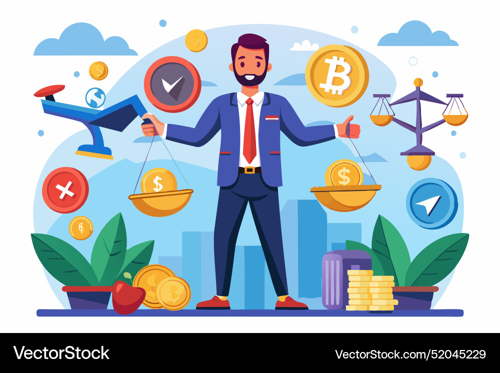 Crypto portfolio balance bitcoin assets Royalty Free Vector