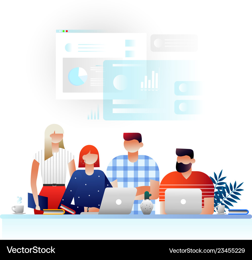Data analysis and teamwork Royalty Free Vector Image