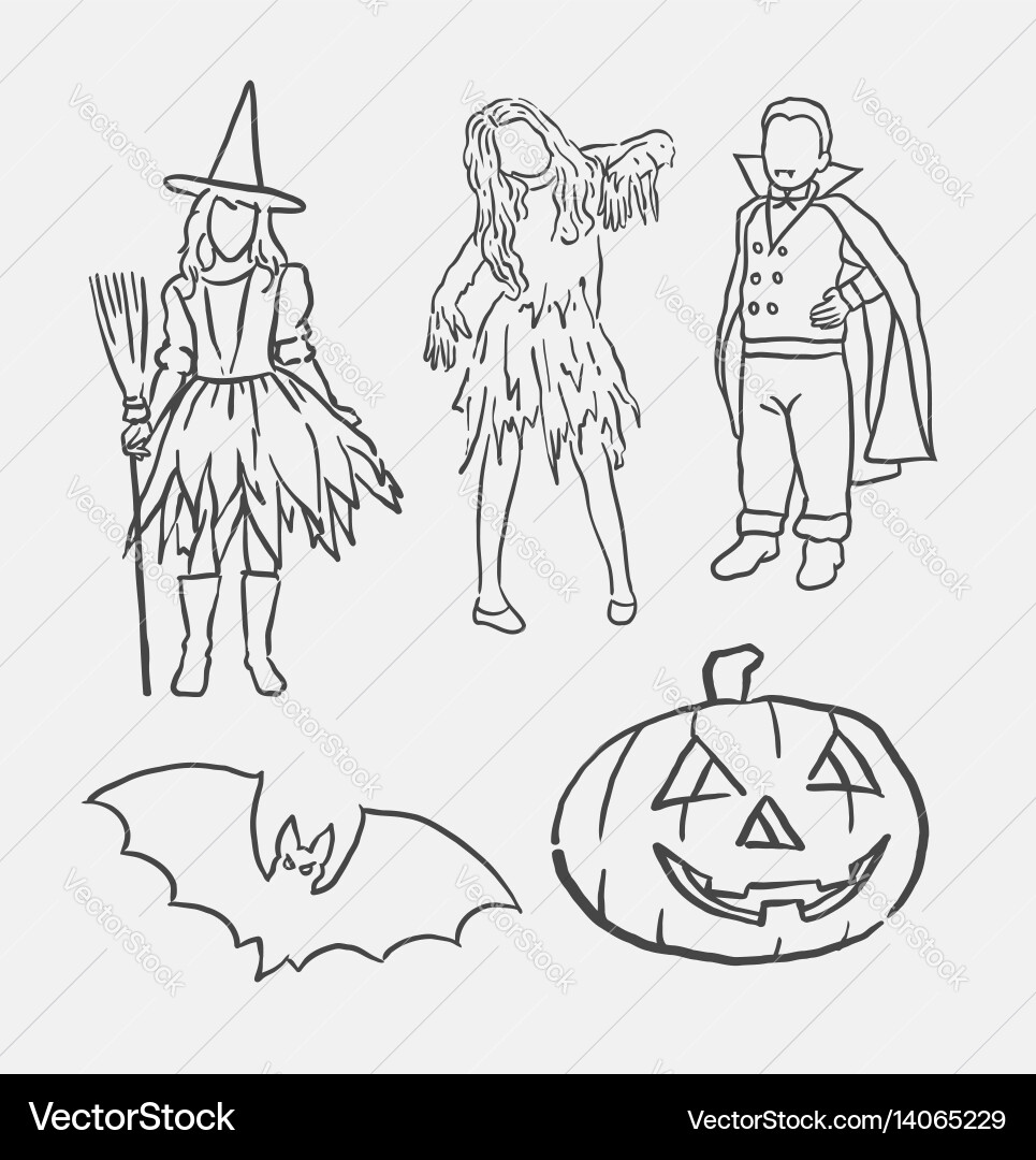 Halloween event and character hand drawing style Vector Image