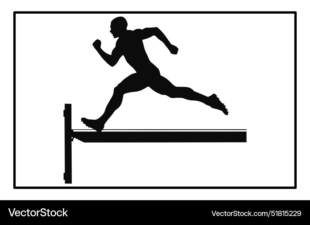 Hurdler silhouette on white background Royalty Free Vector
