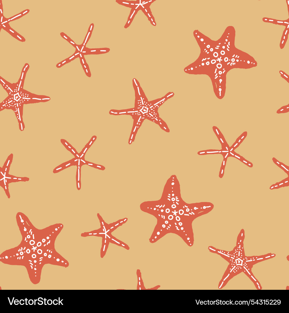 Minimalist starfish seamless pattern Royalty Free Vector
