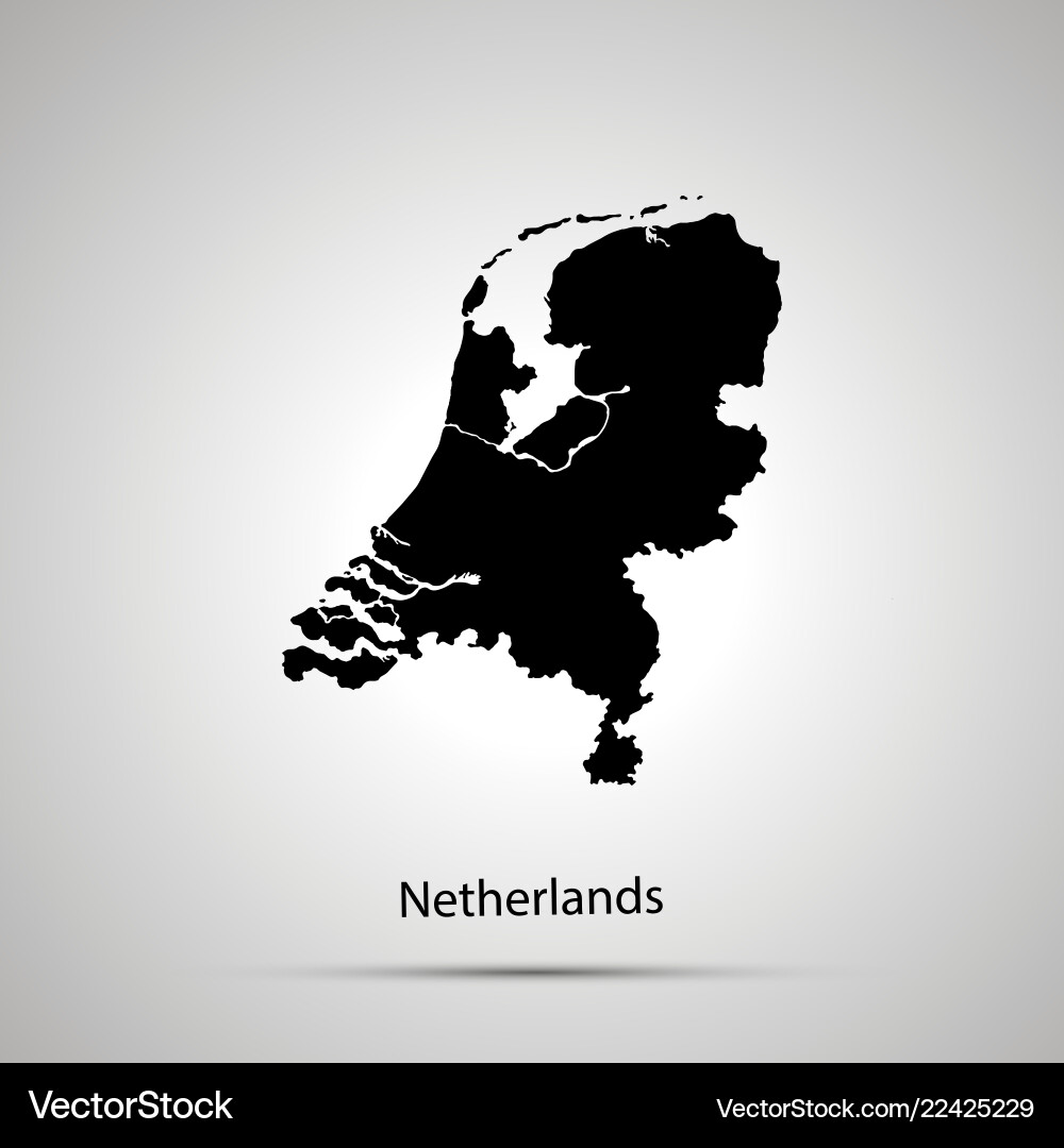 Netherlands Country Map Simple Black Silhouette Vector Image