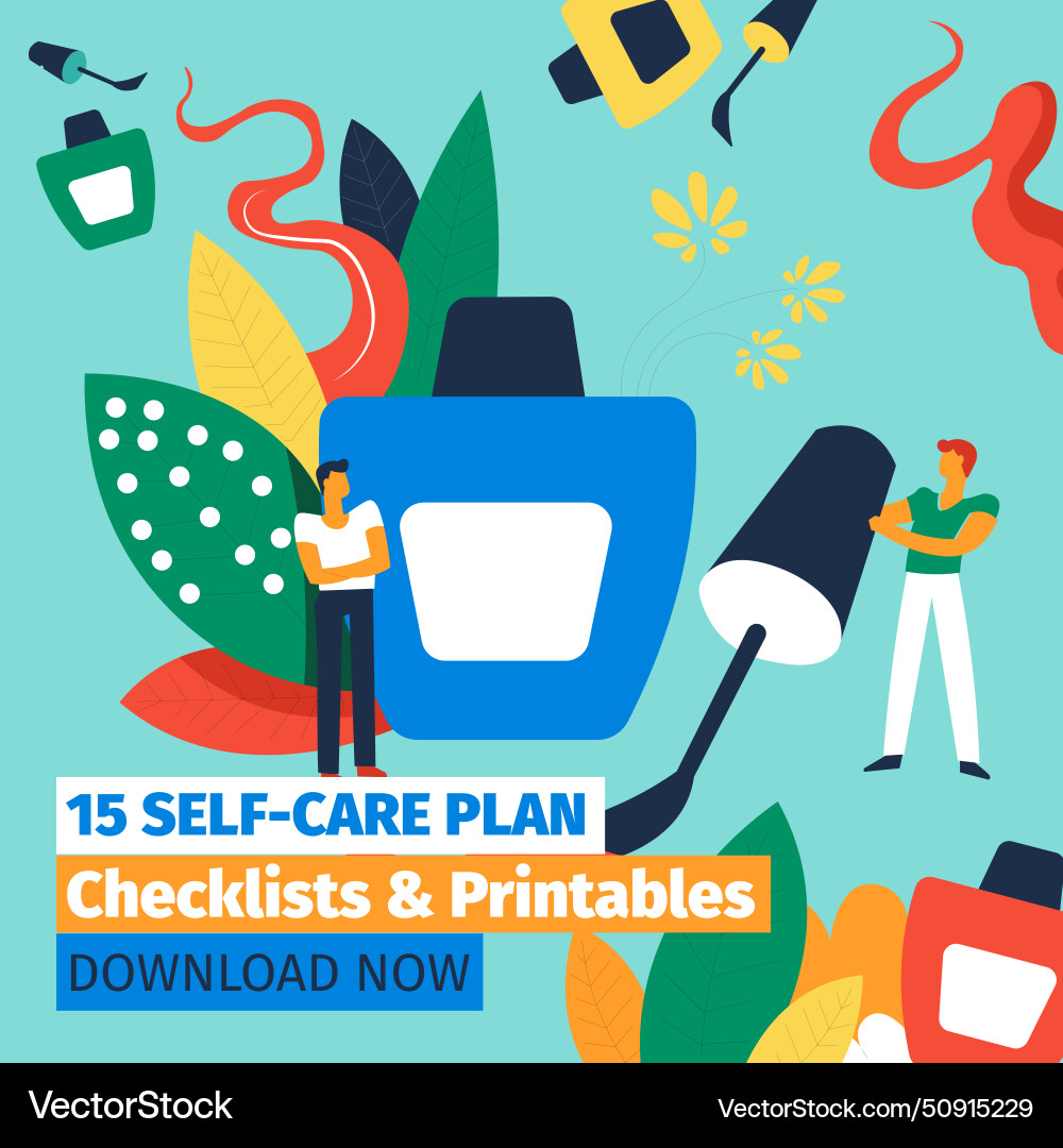 Self care plan checklist and printables download Vector Image