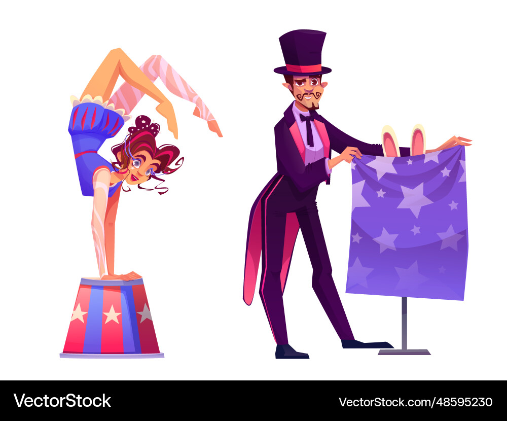 Circus artist cartoon character set Royalty Free Vector