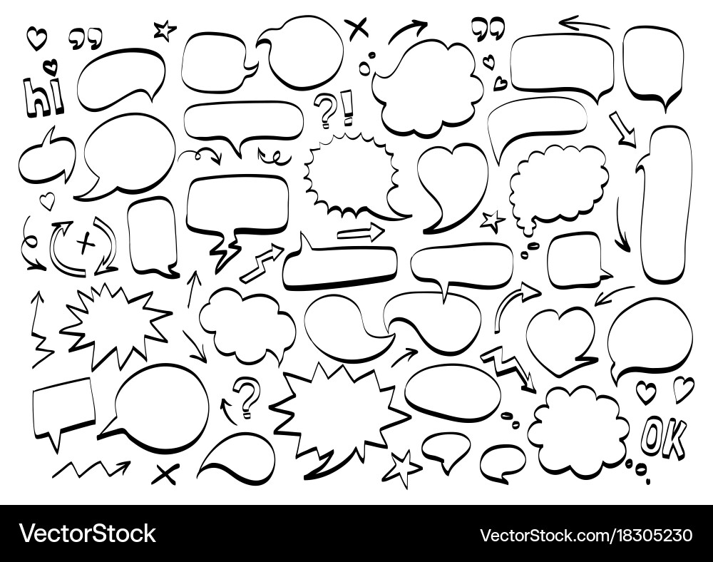 Comic speech bubble doodle icon text message Vector Image