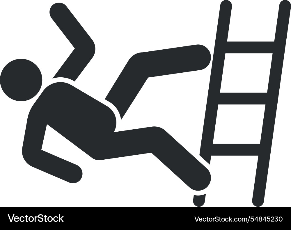 Falling from ladder caution symbol Royalty Free Vector Image