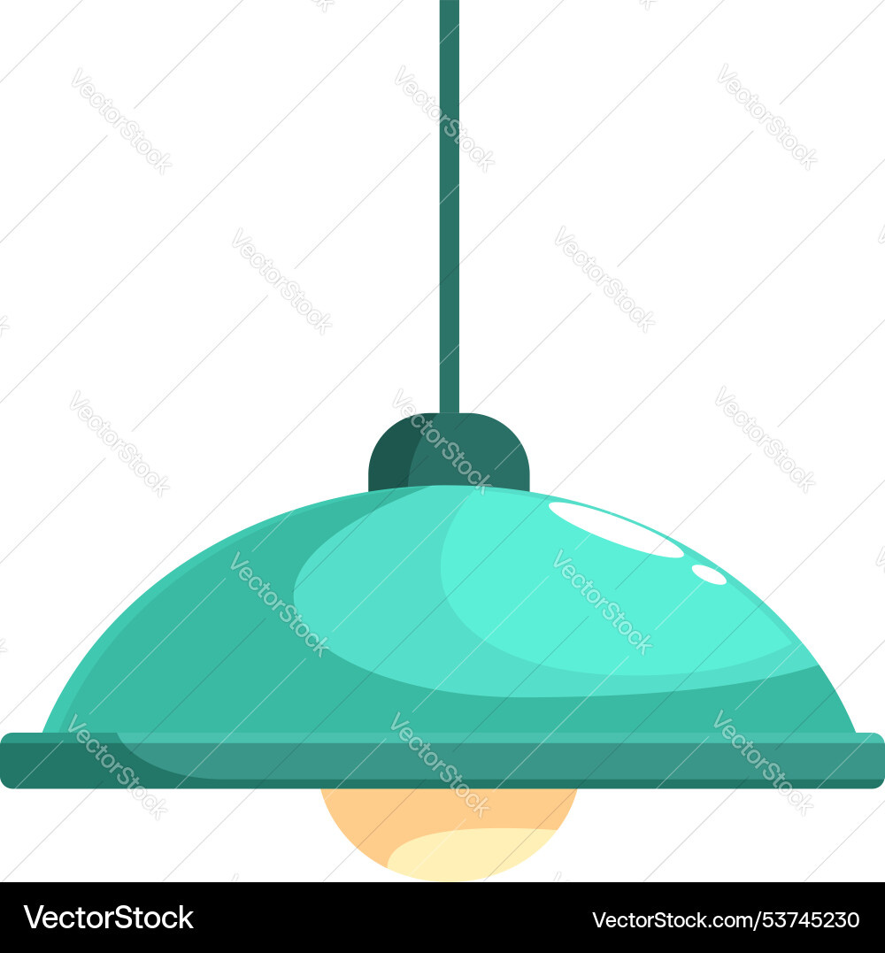 Green hanging ceiling lamp illuminating room Vector Image