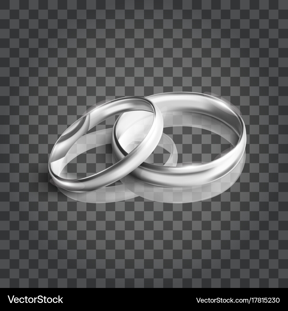 Silver wedding rings on transparent background Vector Image