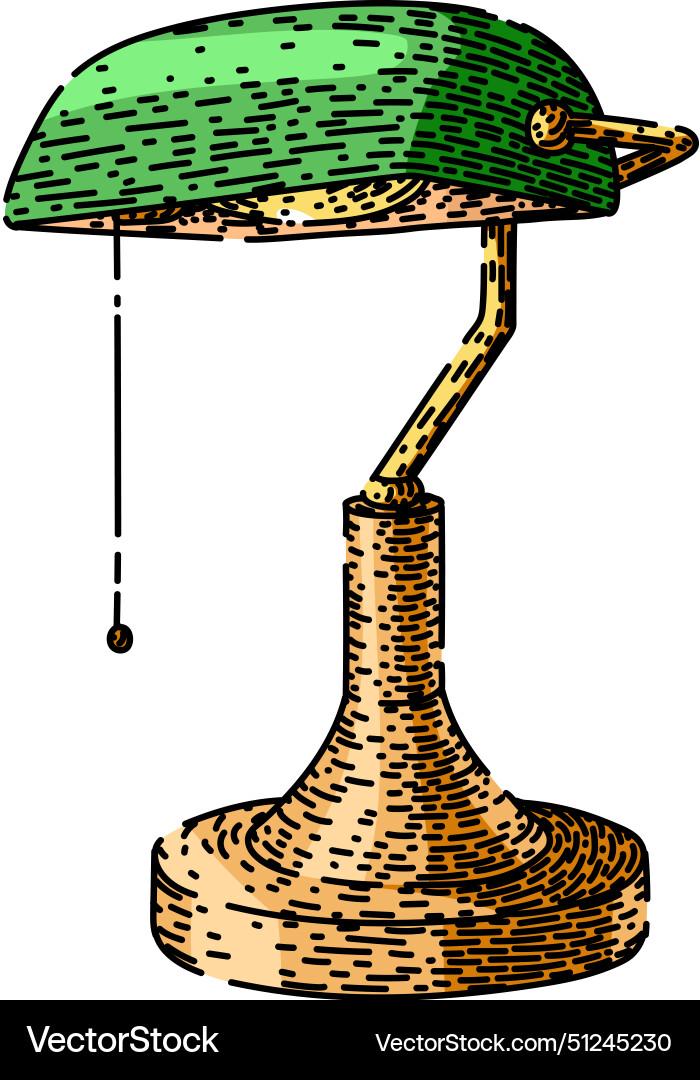 Work desk lamp sketch hand drawn Royalty Free Vector Image