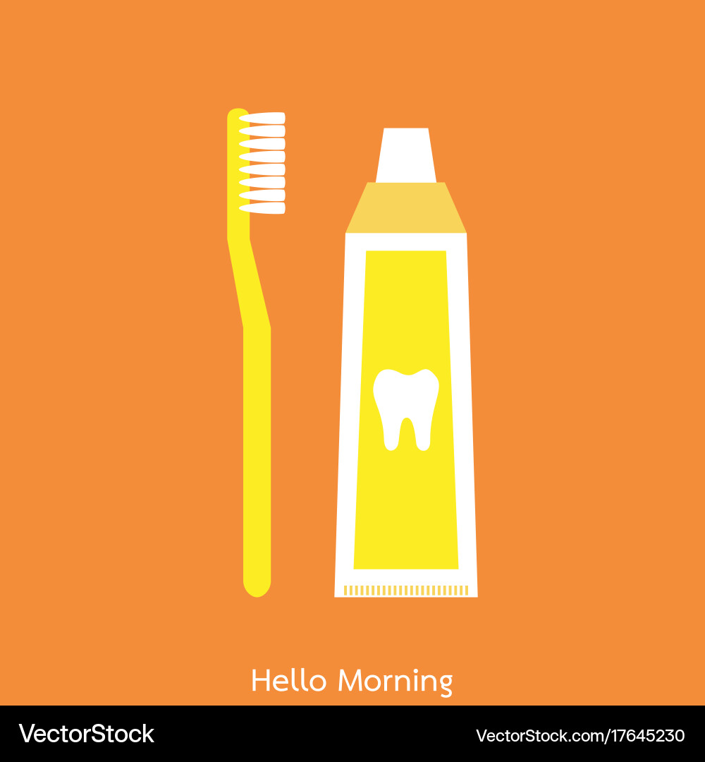 Yellow Toothbrush and Toothpaste Royalty Free Vector Image