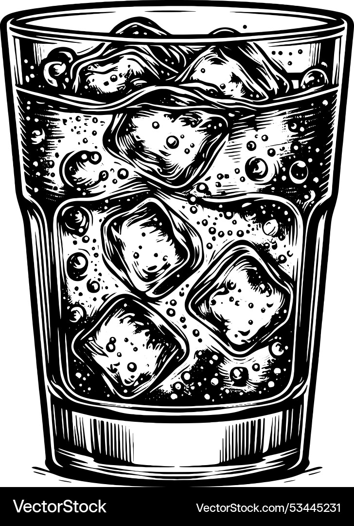 A glass with ice cubes and liquid Royalty Free Vector Image