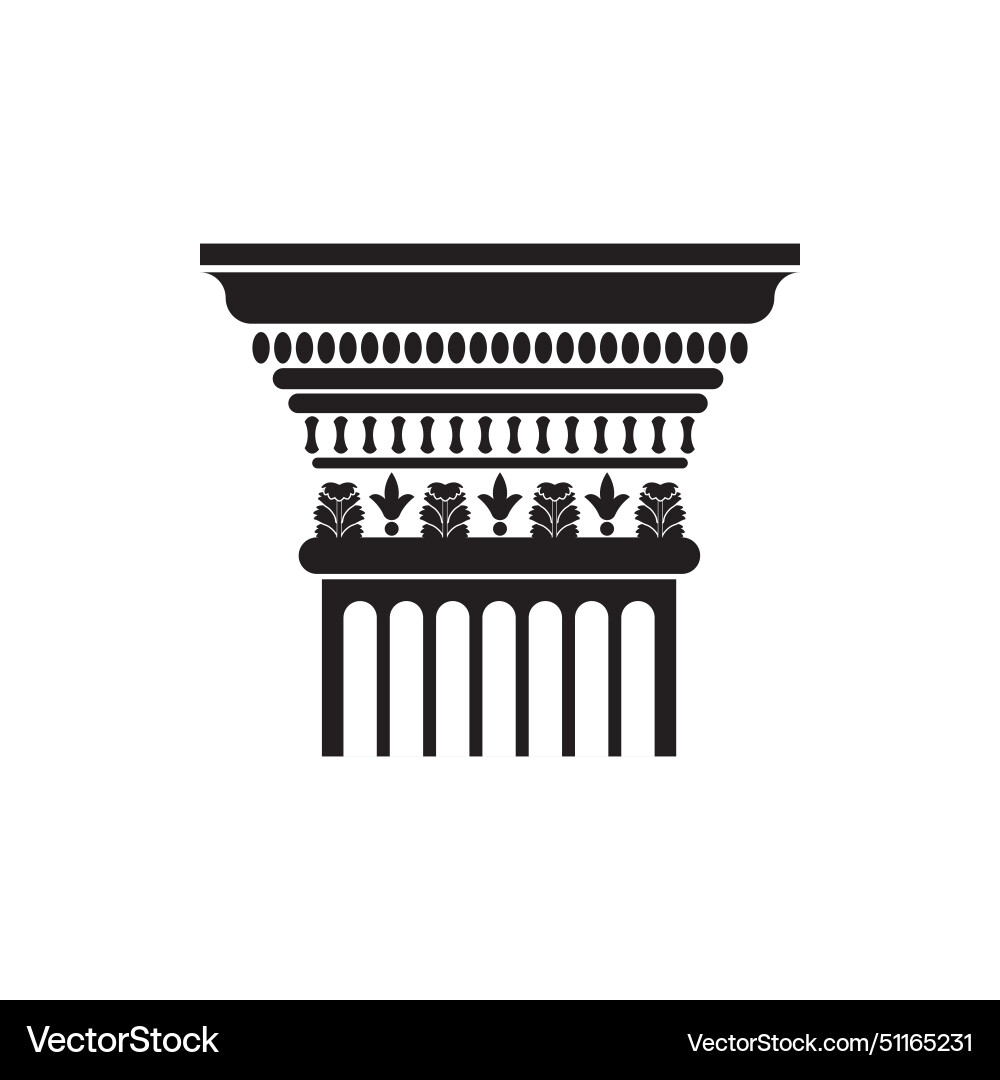 Classic column capital black line icon retro Vector Image