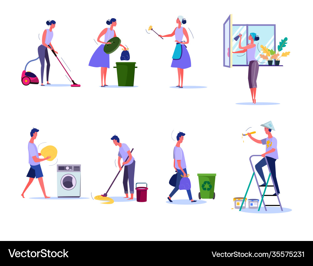 Cleaning and housekeeping set Royalty Free Vector Image