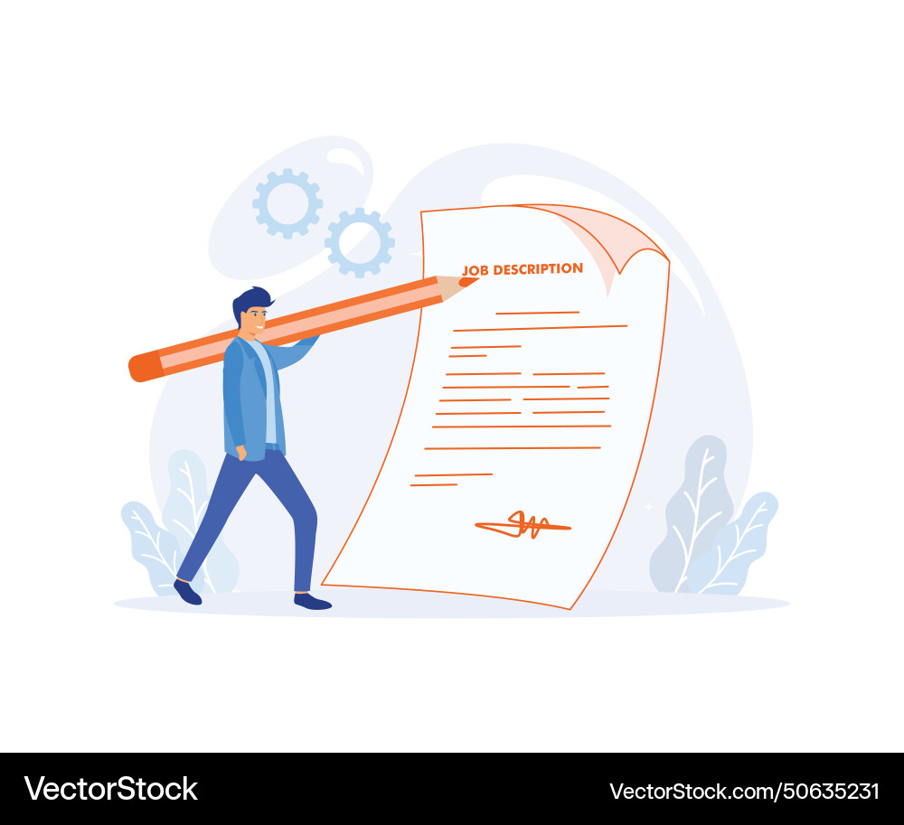 Company employee writing job description in flat Vector Image